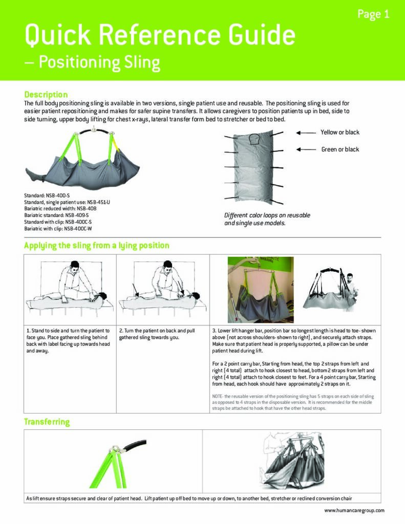 Positioning sling - Human care Canada